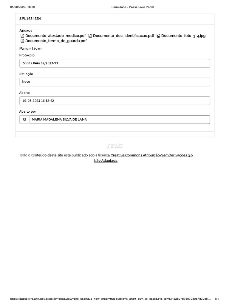 Formulário - Passe Livre Portal | PDF Formulário - Passe Livre Portal | PDF
