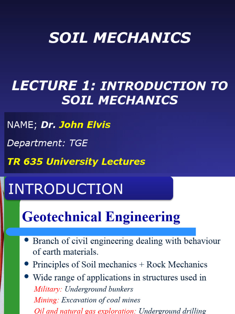 Lecture1 - Introduction To Soil Mechanics | PDF | Geotechnical ...