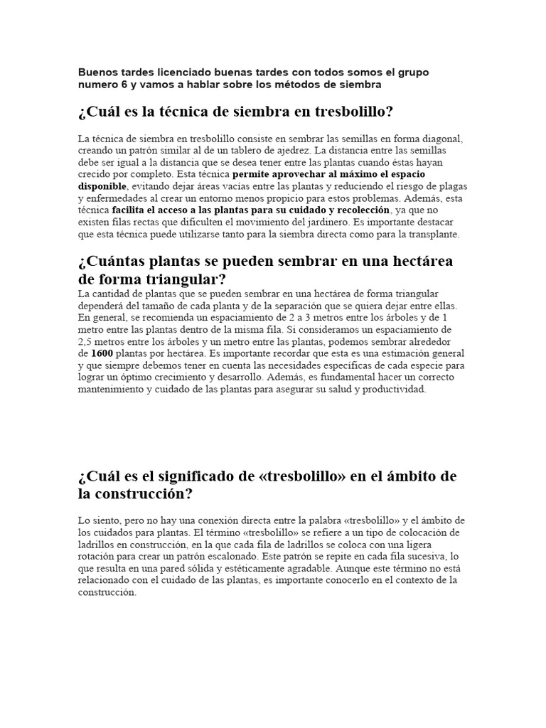 Siembra Eficiente: Sistema Tresbolillo | PDF | Fertilizante | Riego