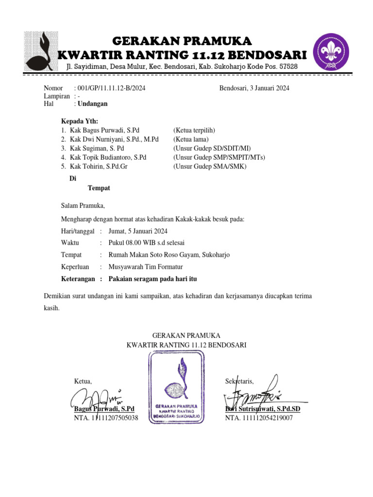 Surat Undangan Tim Formatur Pdf