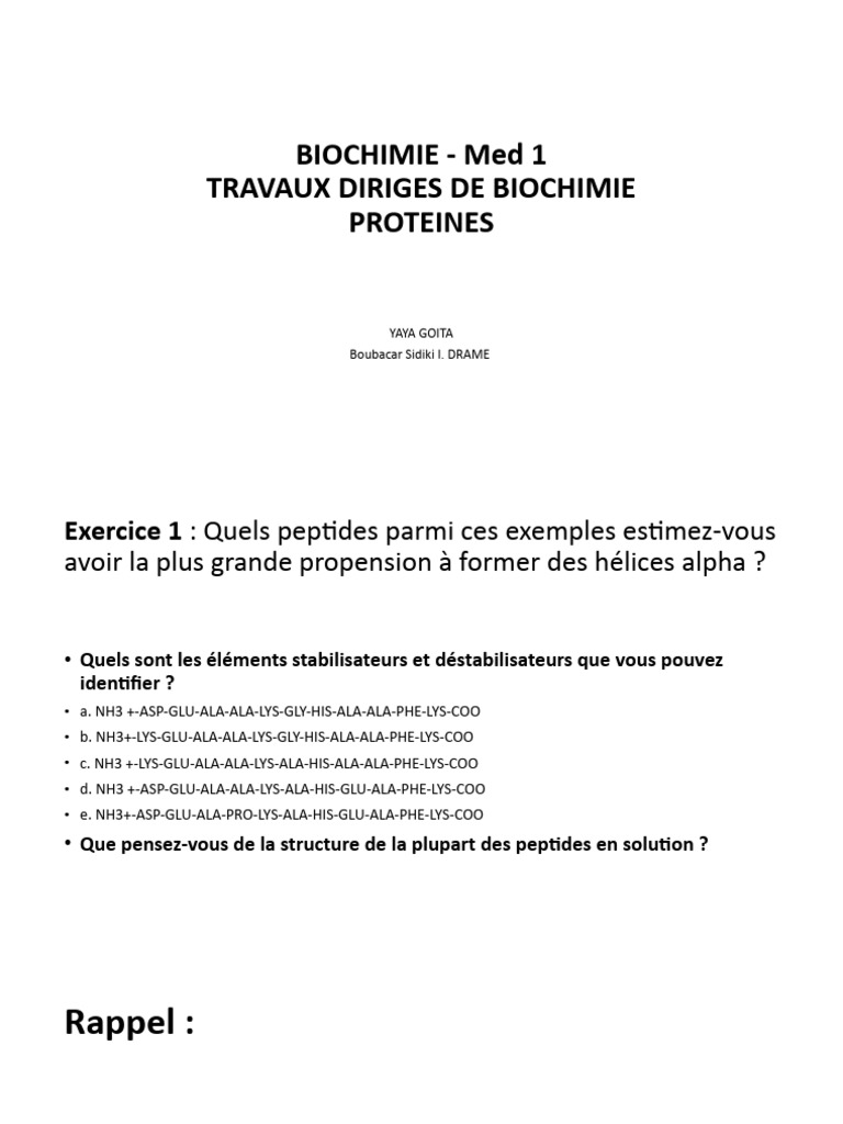 Biochimie des Protéines et Hélices Alpha | PDF | Hélice alpha ...