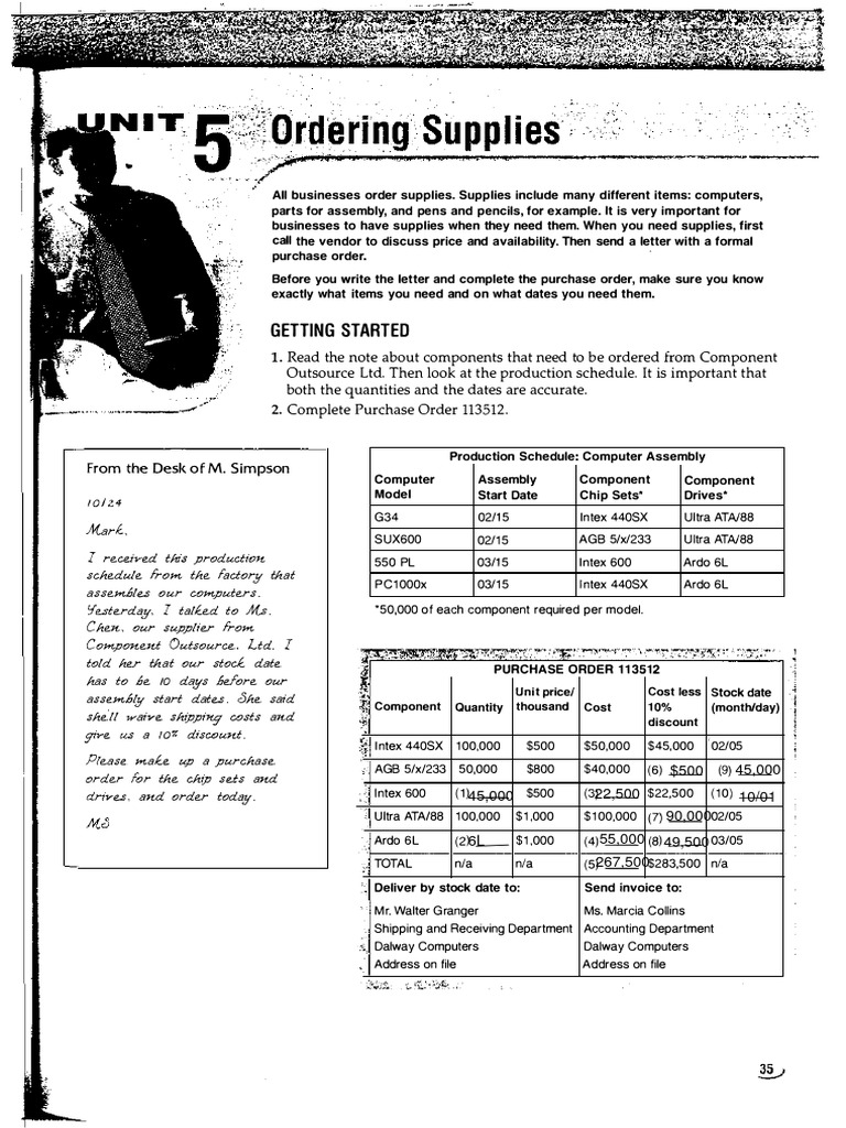 Unit 5 Ordering Supplies | PDF