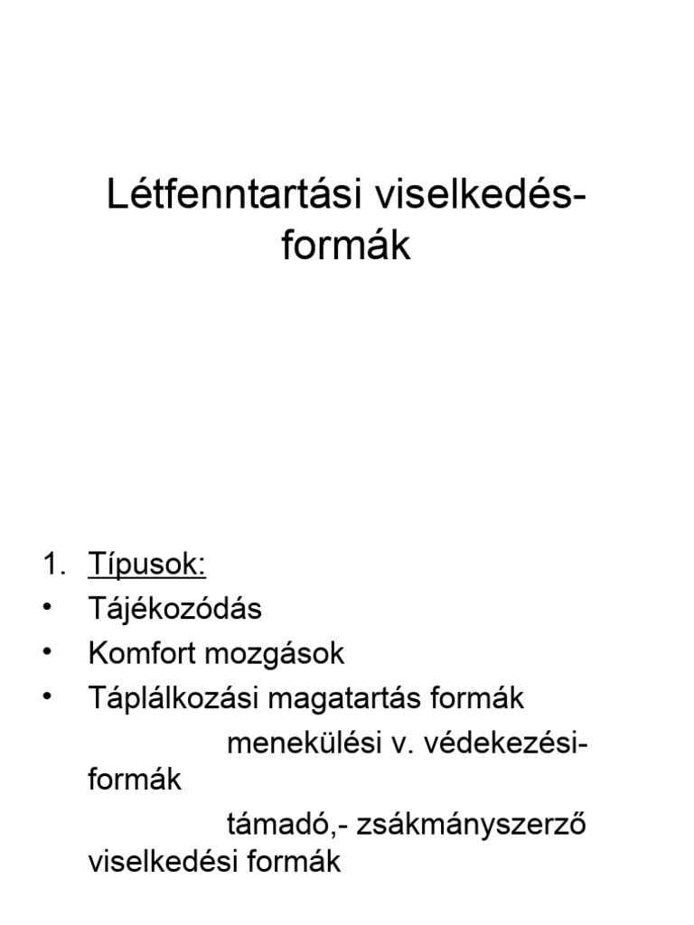 Létfenntartási Viselkedés-Formák | PDF