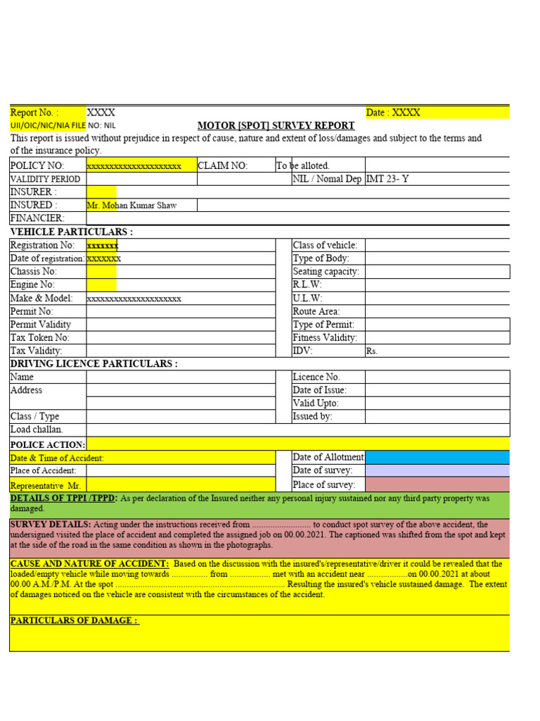 0000002-Spot Survey Report | PDF | Steering | Axle