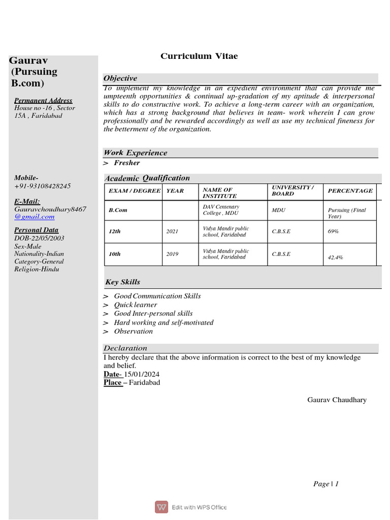 Gaurav Resume | PDF | Human Communication | Communication