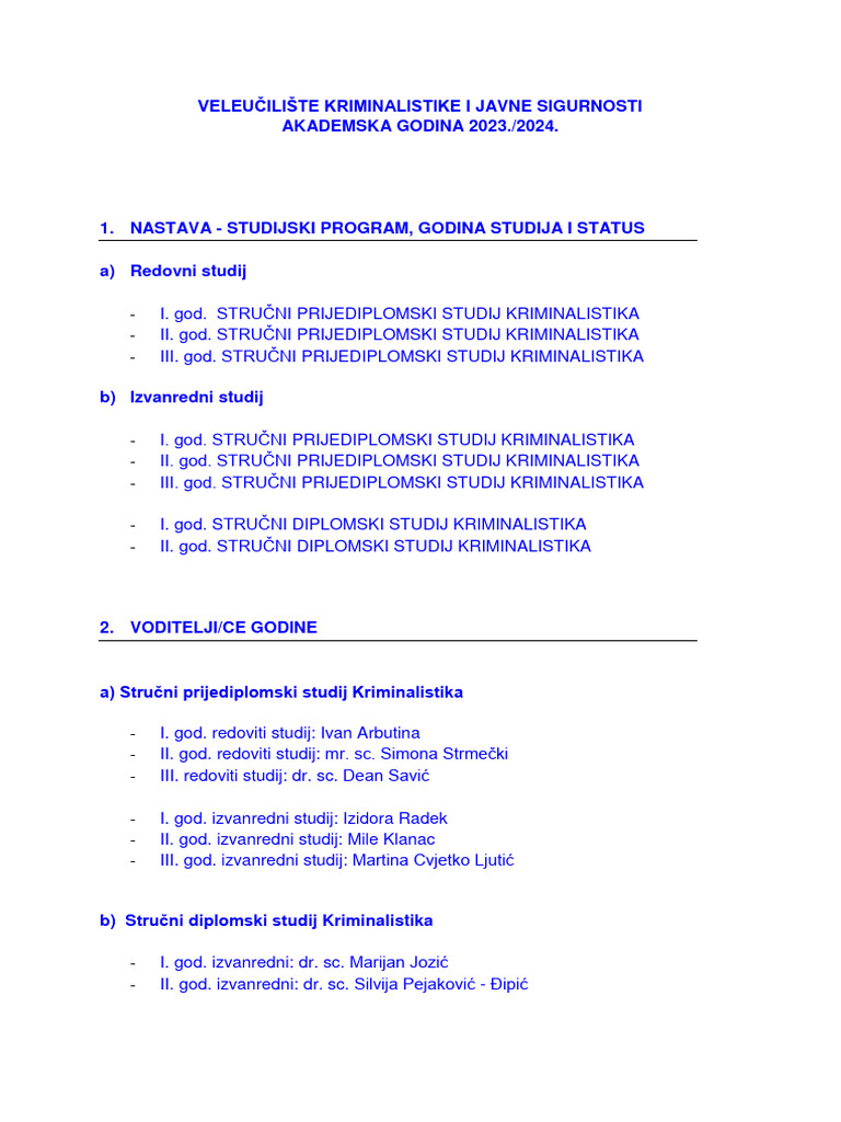 Akademska Godina 2023-2024 - Kalendar (1) | PDF