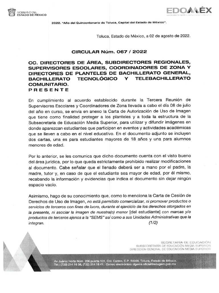 circular 67 uso de imagen | PDF