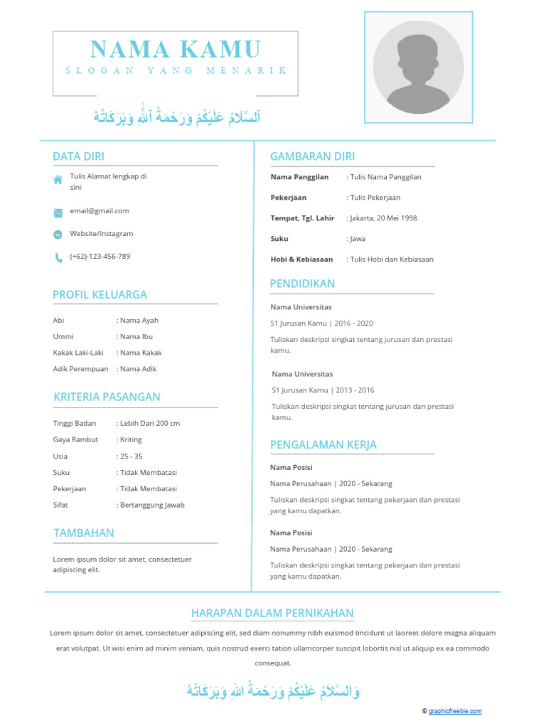 CV Taaruf Akhwat Word Simple Gratis | PDF