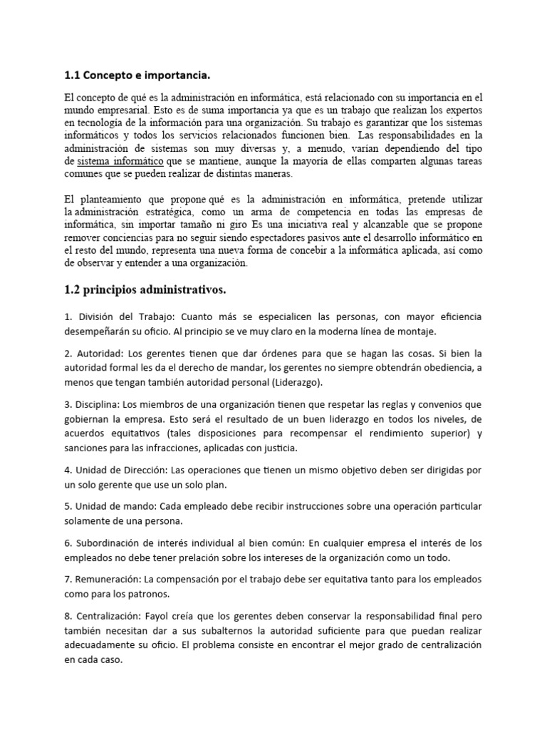 La administración en el contexto informático. | PDF | Planificación ...
