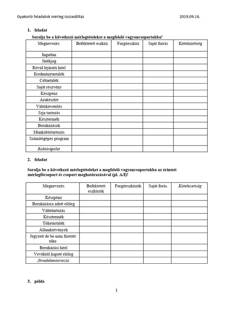 Gyakorló Feladatok | PDF