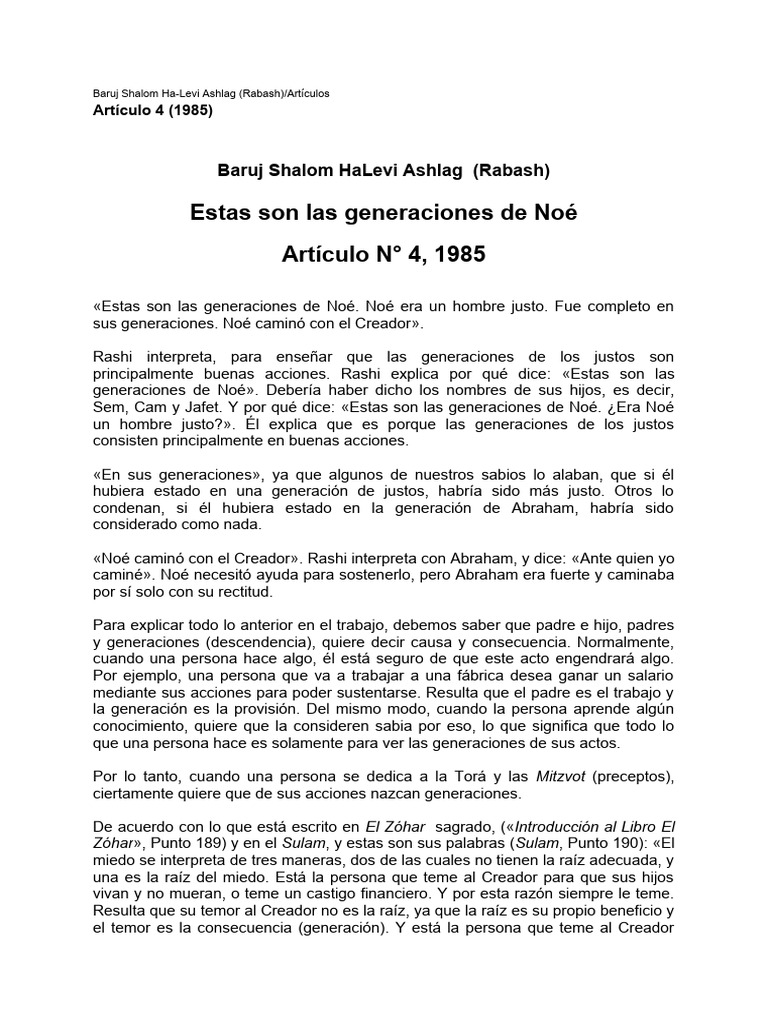 Baruj Shalom Ha-Levi Ashlag (Rabash) - Artículos-1 | PDF | Creencia religiosa y doctrina