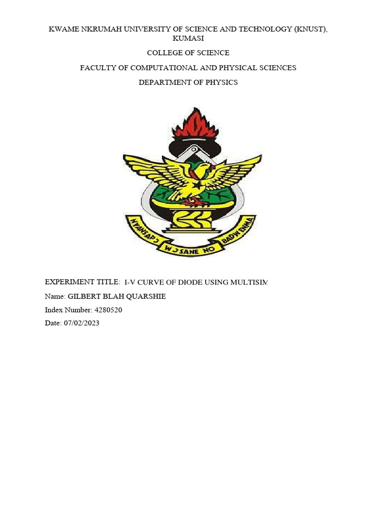 I-V Curve of A Diode Using MultiSim | PDF | Electrical Resistance And ...