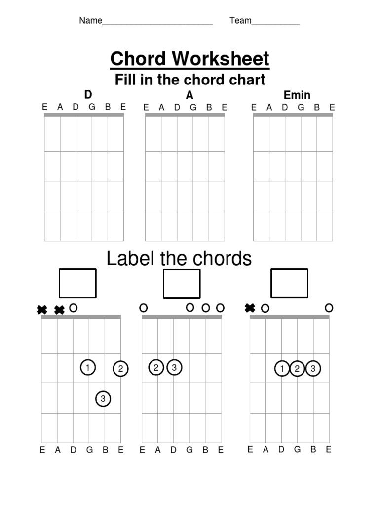 Guitar Chord Worksheet | PDF Guitar Chord Worksheet | PDF