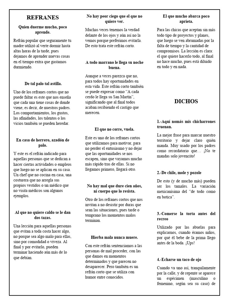 REFRANES Coplas Dichos Etc | PDF