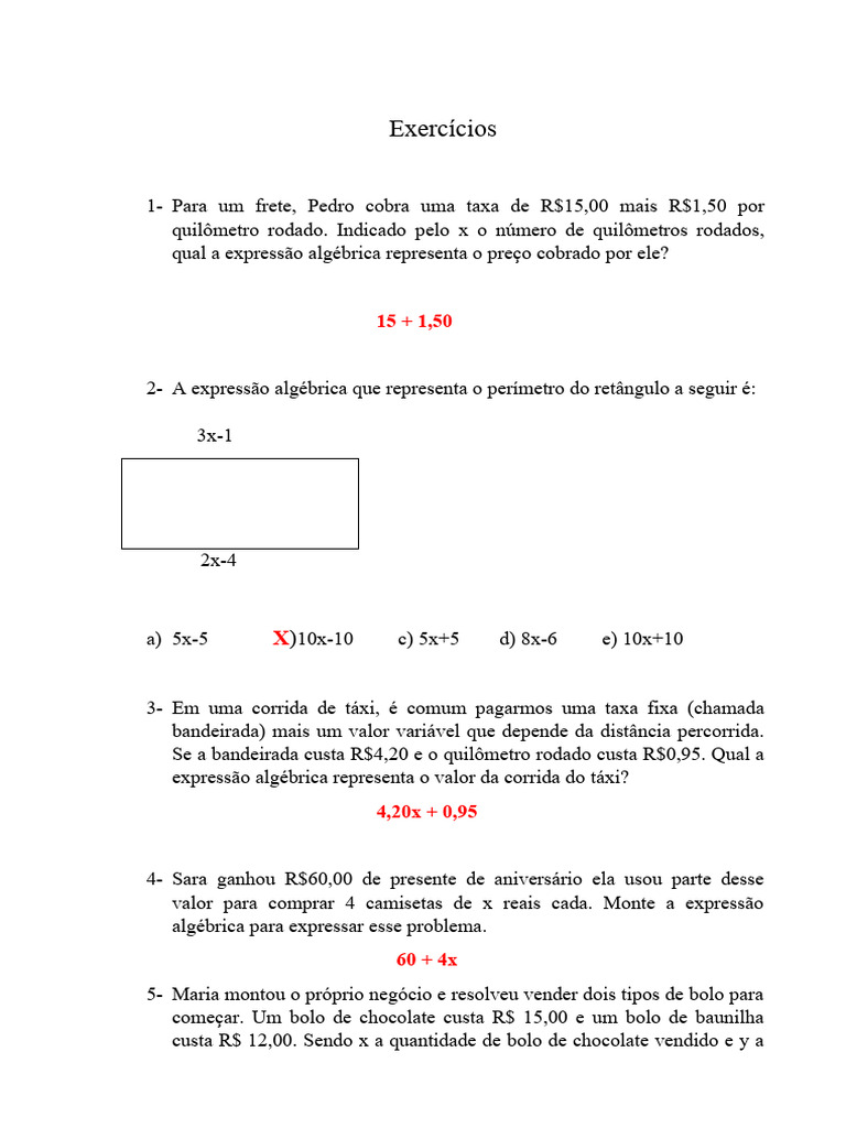 Expressões Algébricas 8° Ano | PDF