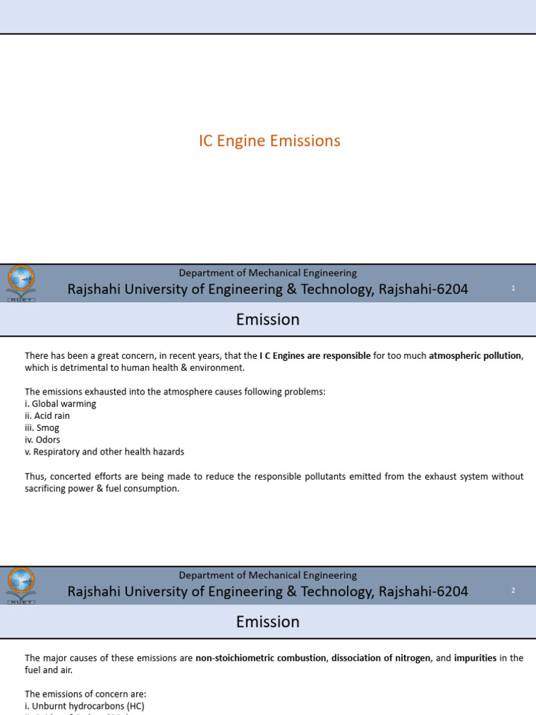 IC Engine Emission | PDF | Exhaust Gas | N Ox
