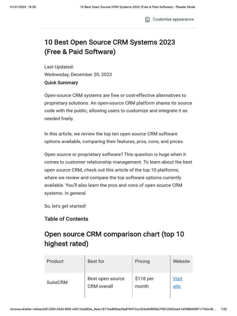 Crm 10 Best Open Source Crm Systems 2023 Free Paid Software