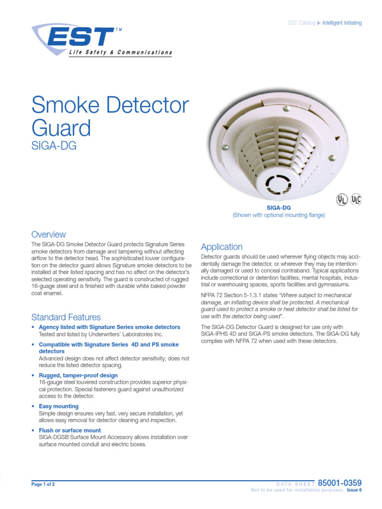 85001-0359 - SIGA Smoke Detector Guard | PDF | Manufactured Goods ...