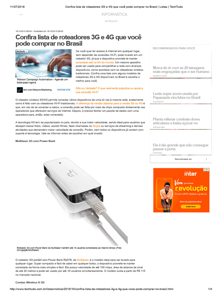 Confira Lista de Roteadores 3G e 4G Que Você Pode Comprar No Brasil ...