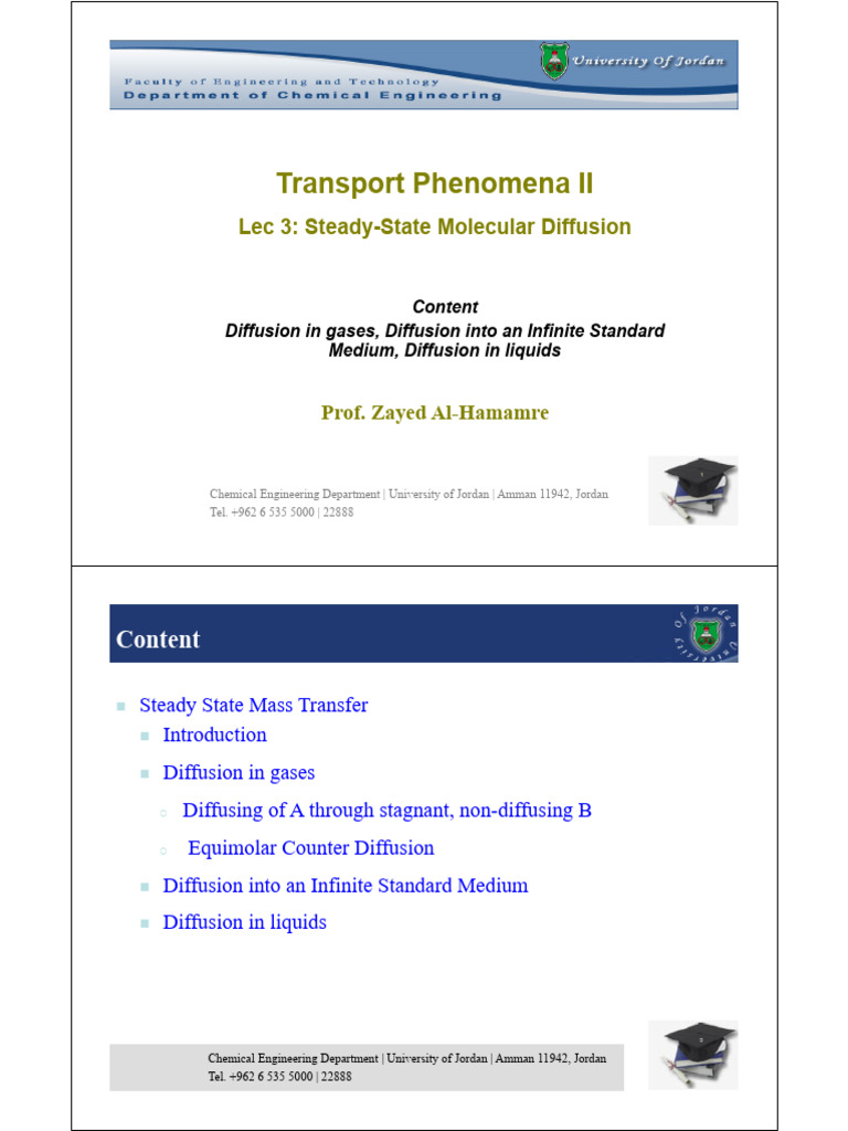 Lec 2 - Review Part 5-Mass Transfer-Part 1 | PDF | Diffusion | Gases