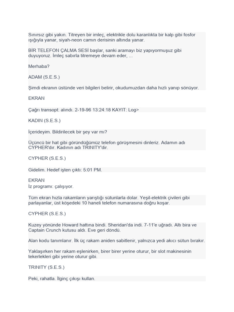 Matrix Senaryo | PDF