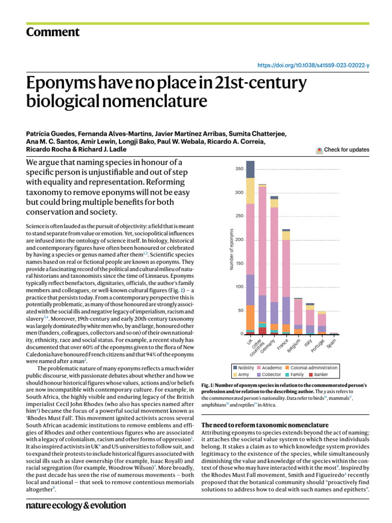 Eponyms Have No Place in 21st-Century Biological Nomenclature | PDF ...