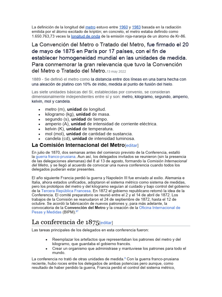 La Definición de La Longitud Del | PDF | Metro | Metrología