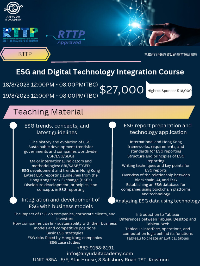 ESG and Digital Technology Integration Course | PDF | Information Technology Management ...
