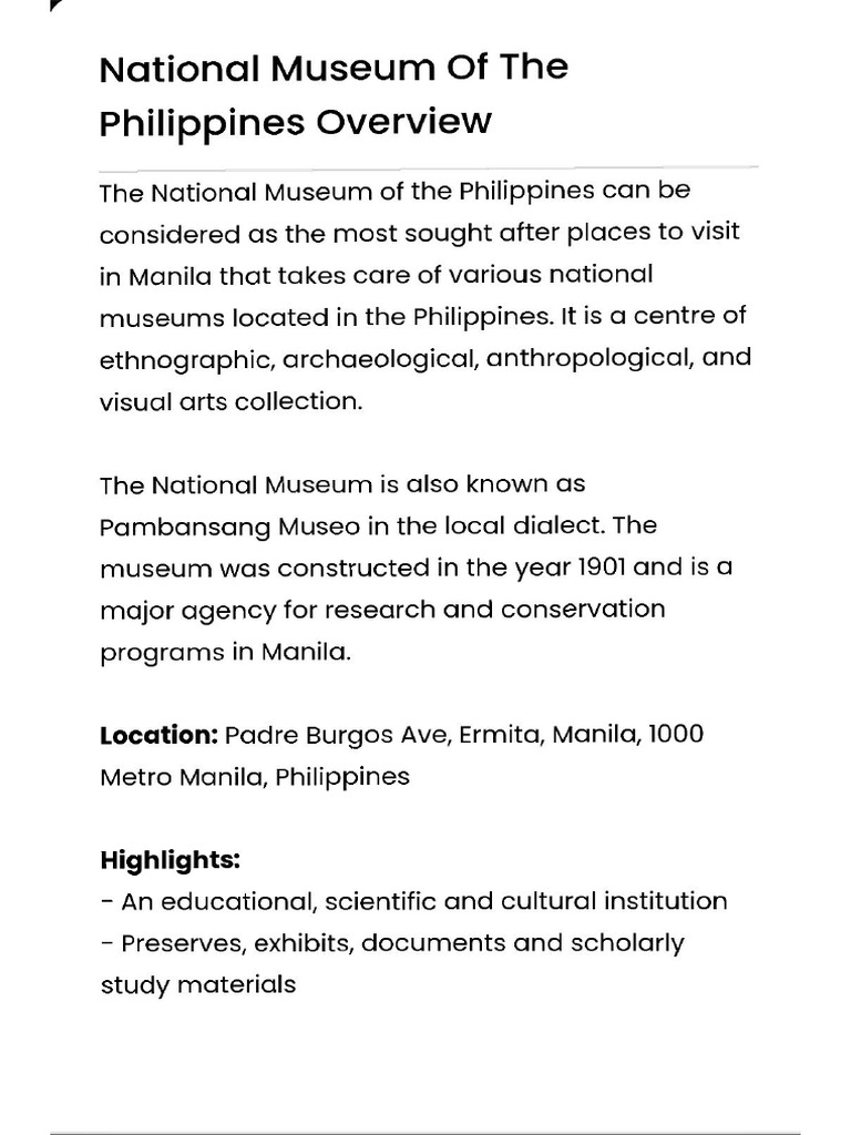 Must Visit Tourists Spots in Manila Part 4 | PDF