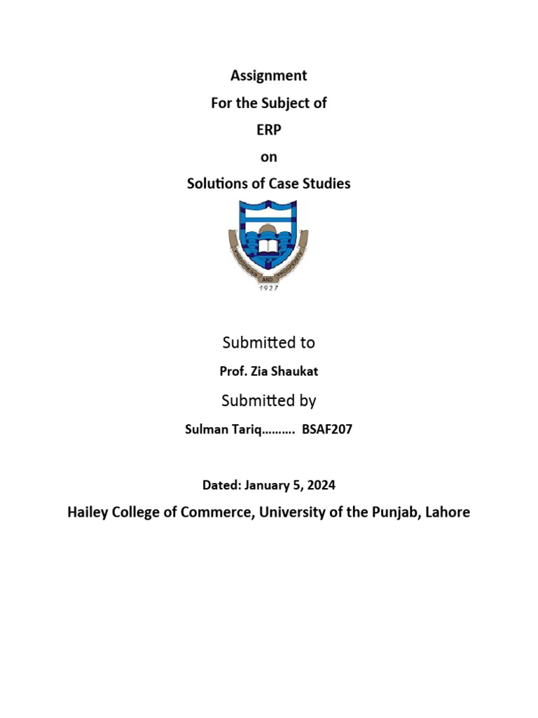 Erp Case Study | PDF | Enterprise Resource Planning | Supply Chain