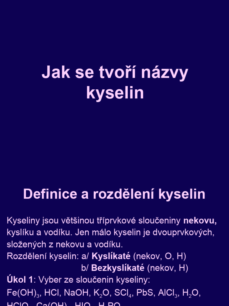 Jak Se Tvori Nazvy Kyselin | PDF