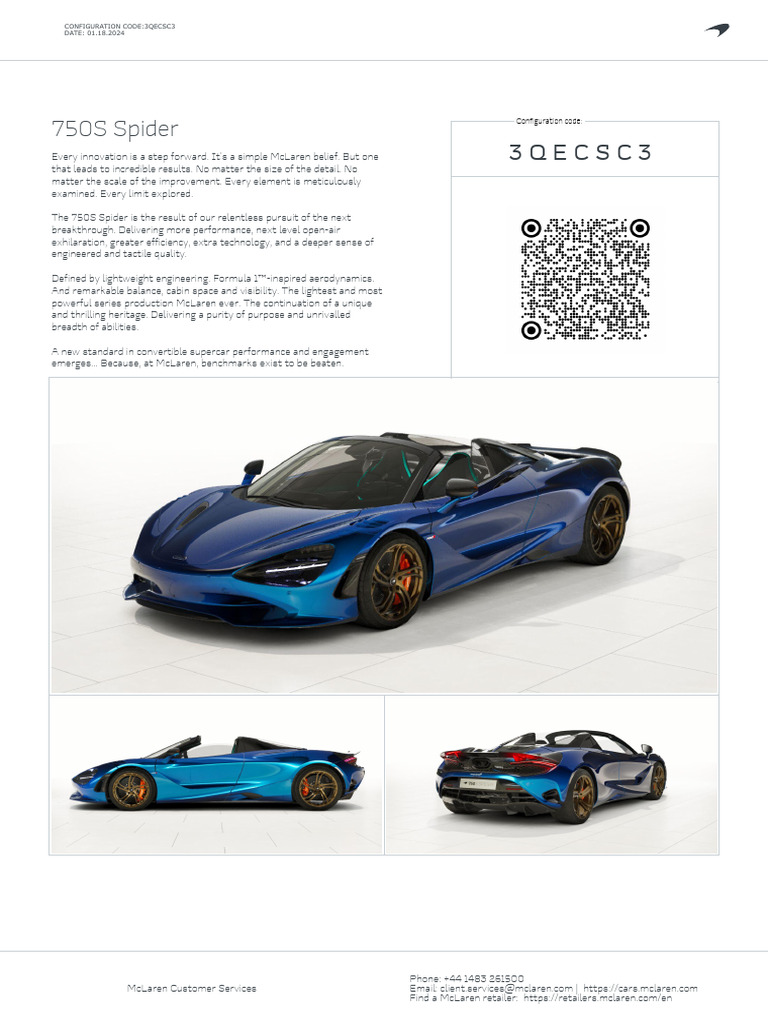 McLaren 750S Spider Order 3QECSC3 Summary 2024-01-18 | Download Free PDF | Transport | Vehicle ...