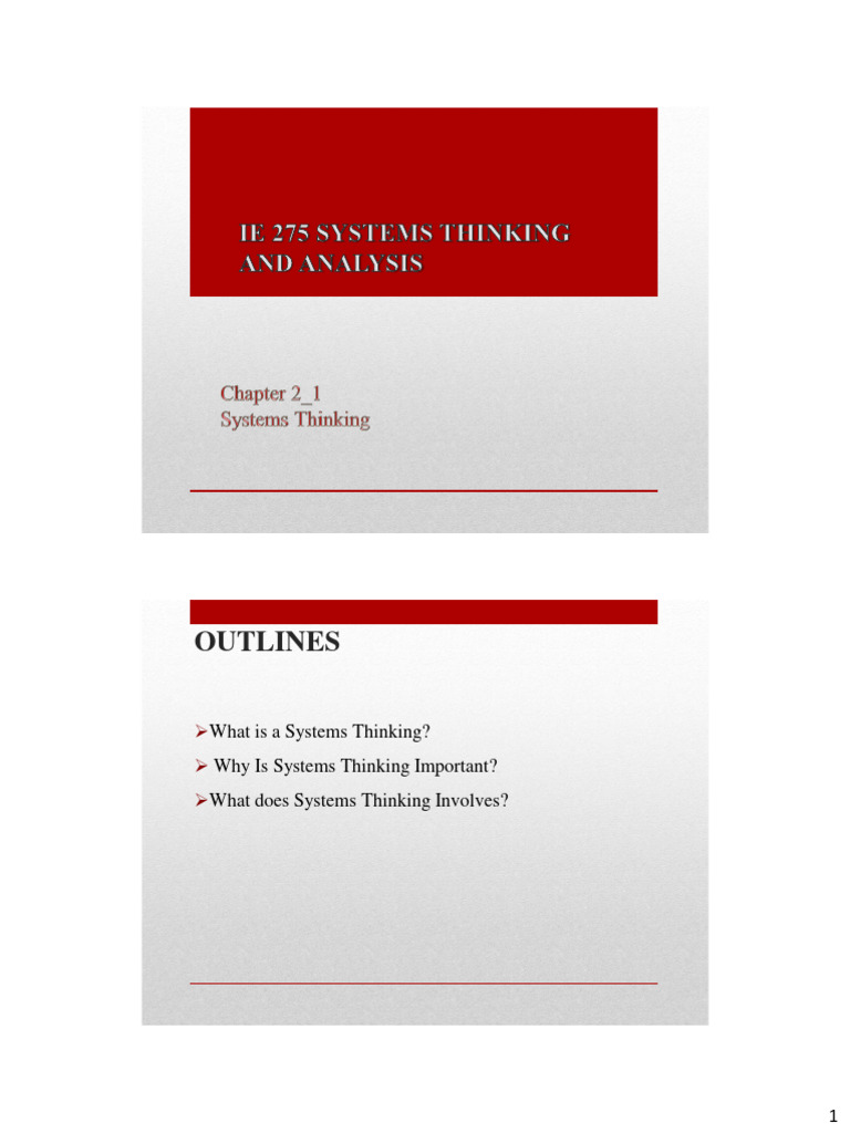 IE 275 - Ch2 - 1 (SystemsThinking) | PDF | System | Thought