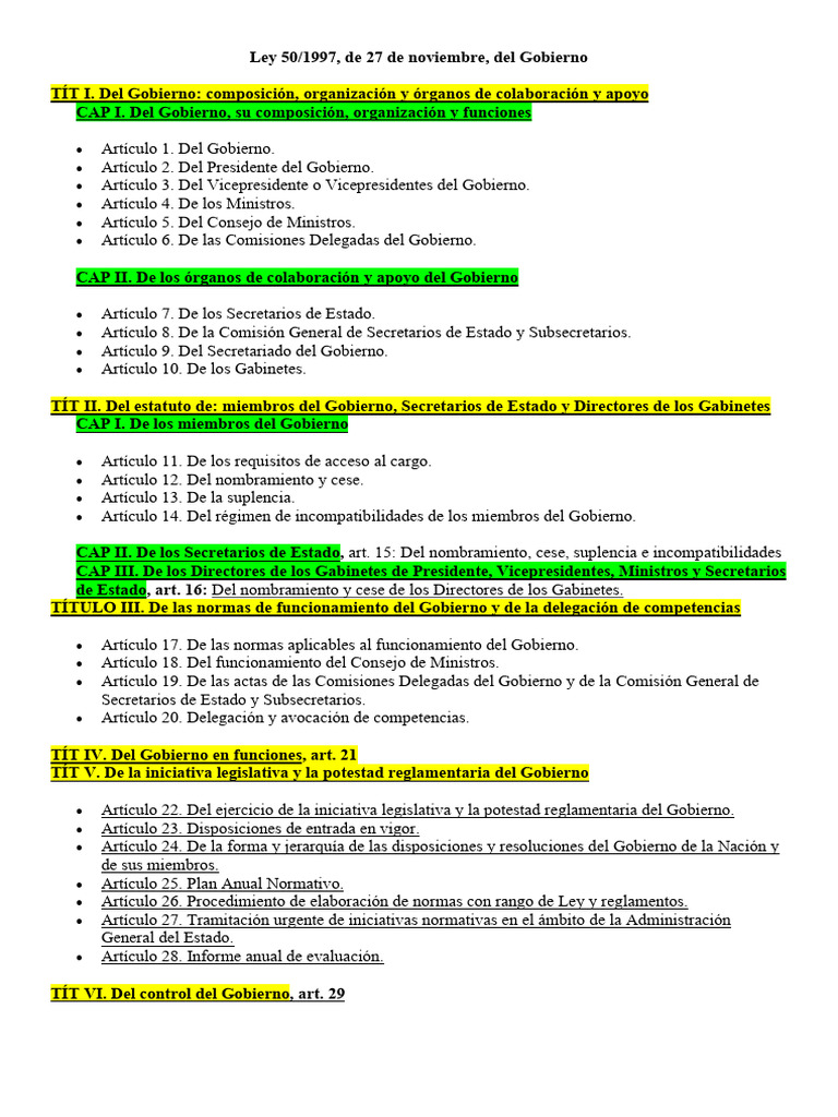 indice ley del gob | PDF | Gobierno de españa | Gobernancia