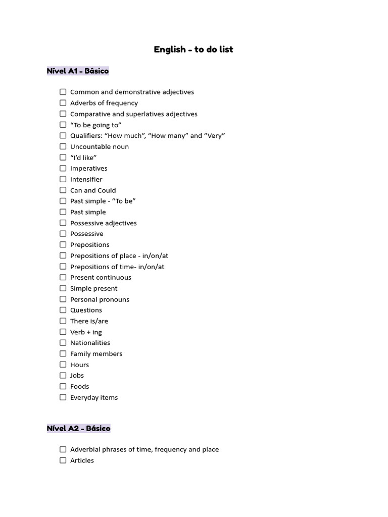 English - To Do List | PDF