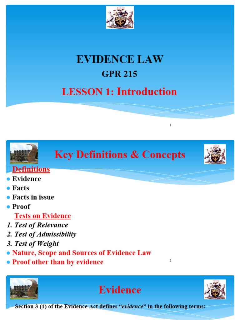 Lesson 1 | PDF | Evidence (Law) | Evidence