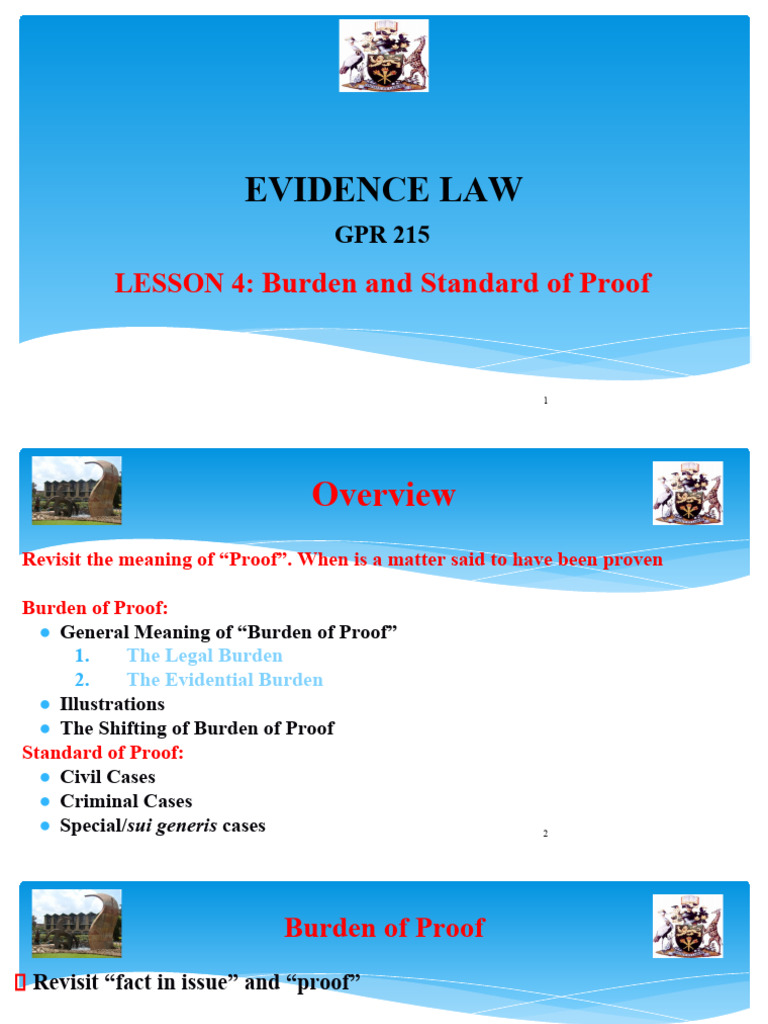 Lesson 4 - Burden and Standard of Proof | PDF | Burden Of Proof (Law ...