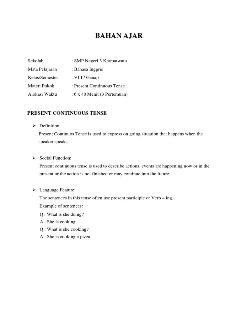 SMP English: Present Continuous | PDF | Syntax | Languages