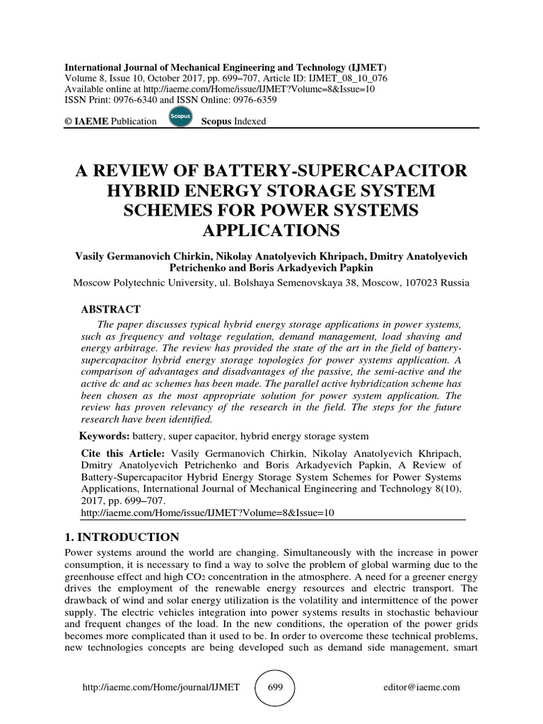 Battery-Supercapacitor Hybrid Review | PDF | Distributed Generation ...