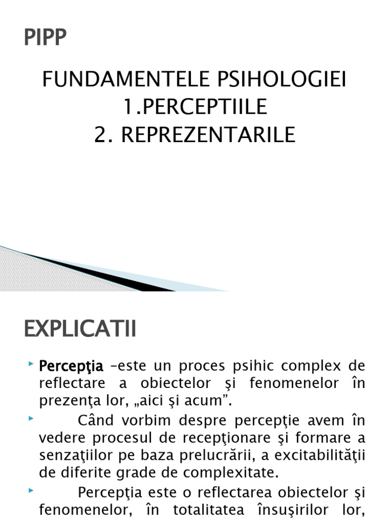 CURS FUNDAM. PSIH. Perceptii Reprezentari | PDF