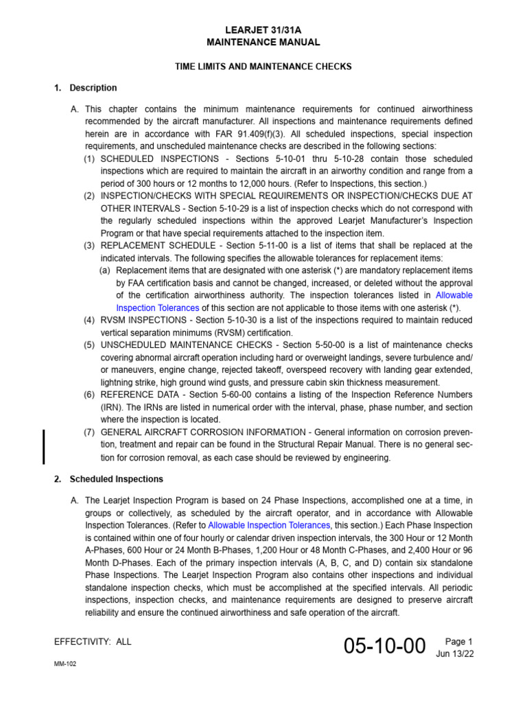 Amm 05-10-00 Time Limits and Maintenance Checks | PDF | Corrosion ...