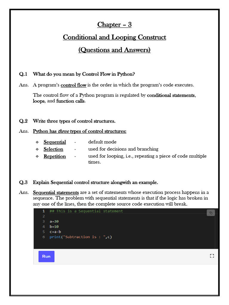 Python ch-3 Questions Answers Full | PDF