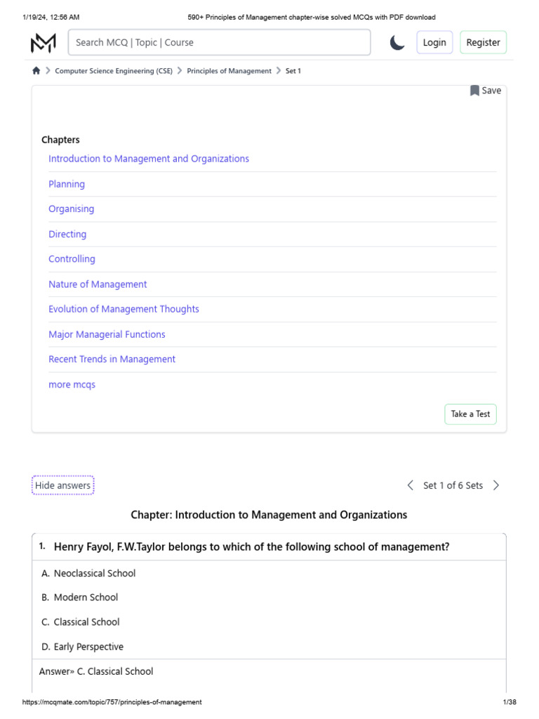 590+ Principles of Management Chapter-Wise Solved MCQs With PDF ...