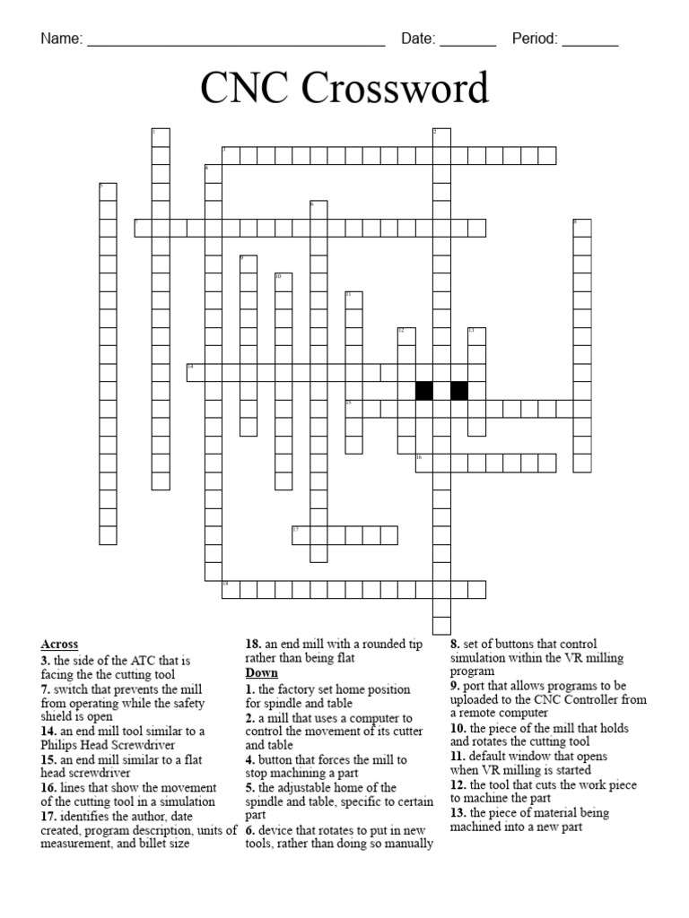 CNC Milling Crossword Puzzle | PDF