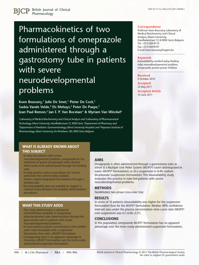 Brit J Clinical Pharma - 2011 - Boussery - Pharmacokinetics of Two ...