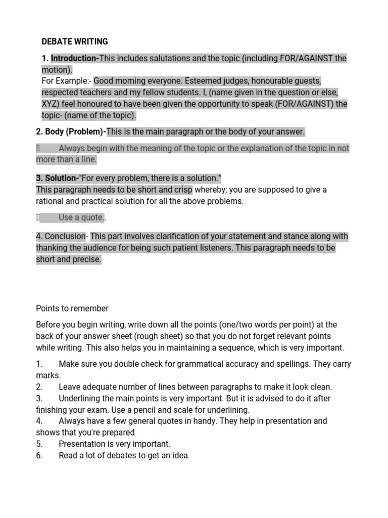 Debate Writing | PDF