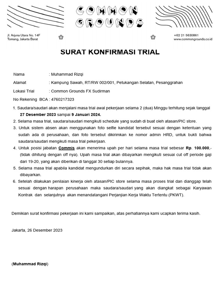 Form Trial - Muhammad Rizqi Yang Benar Salinan | PDF | Pengelolaan Keuangan & Uang