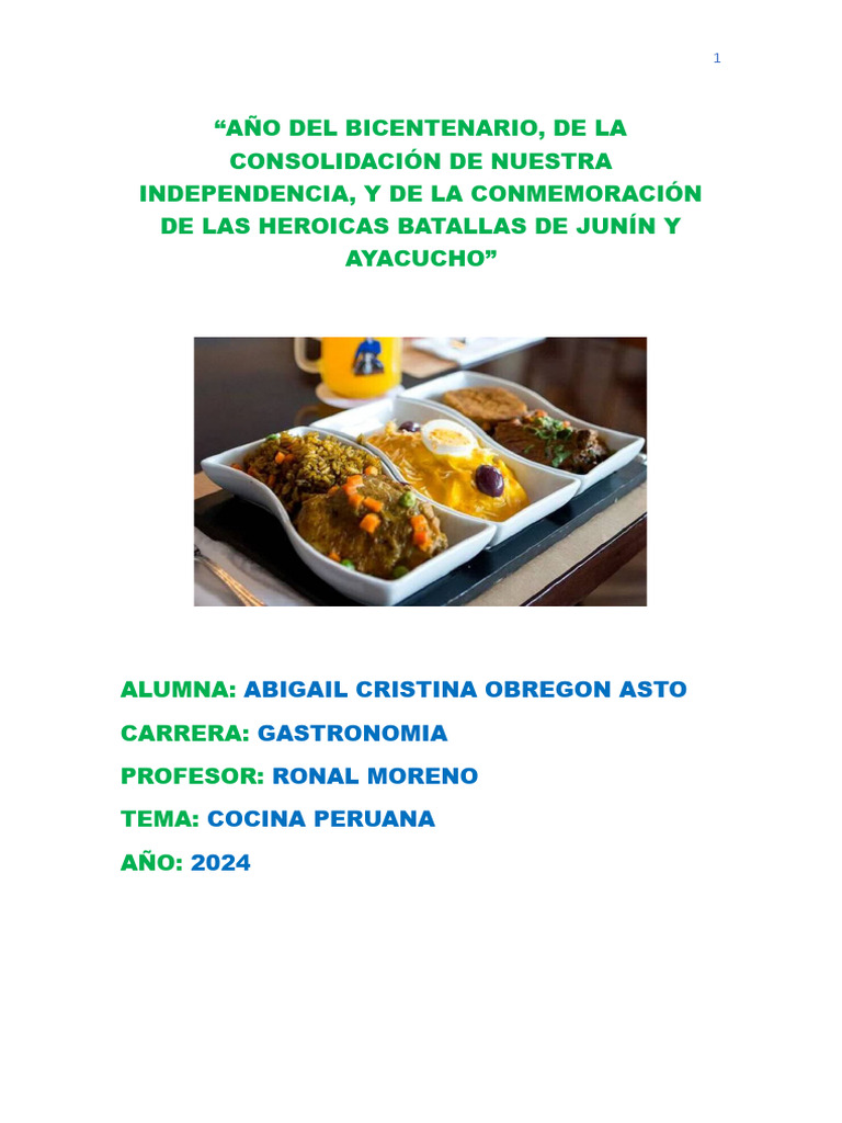 Historia de la Cocina Peruana | PDF | Alimentos | Cocina