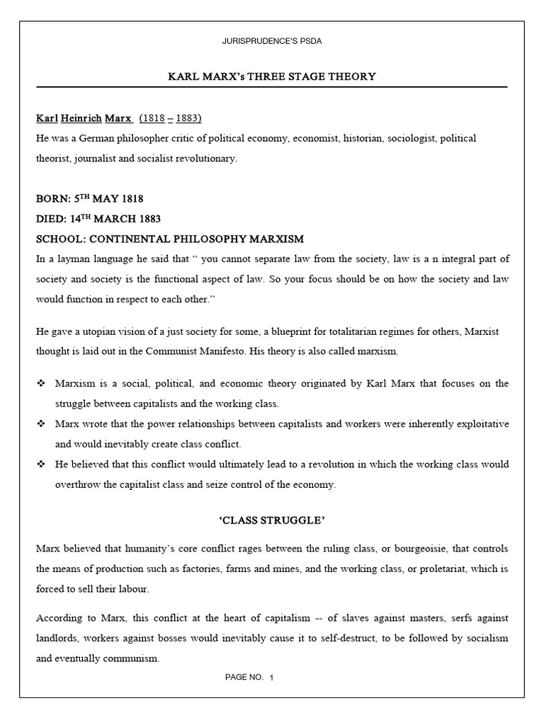 KARL MARK's 3 Stages of Class Struggle. | PDF | Marxism | Communism