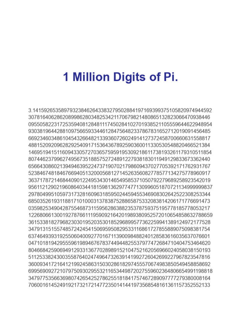 1 Million Digits of Pi | PDF